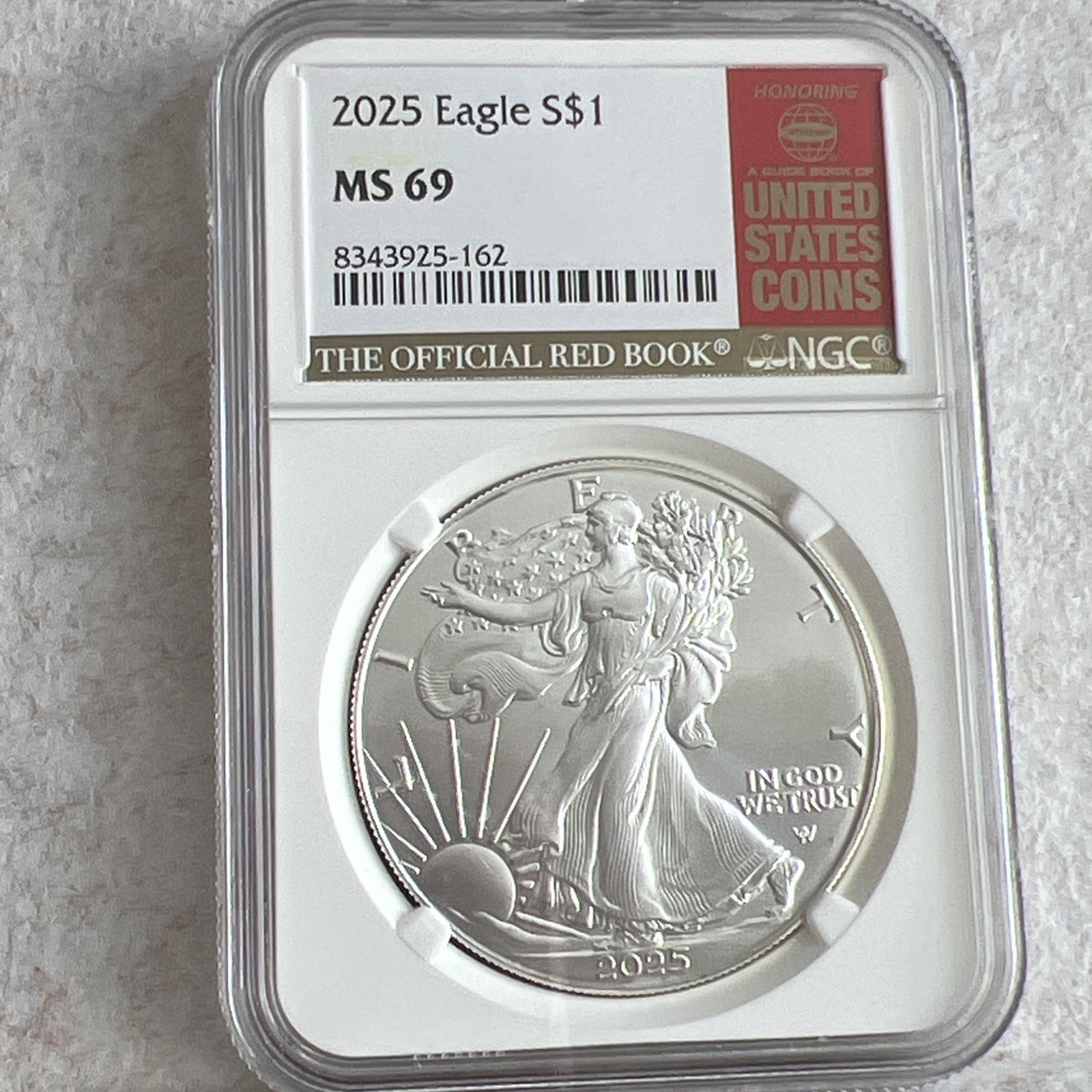 2025 American Silver Eagle 1 Oz .999 Silver NGC MS 69 Official Red Book ...
