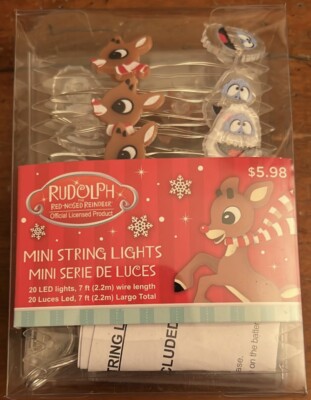 Rudolph the Red Nosed Reindeer Christmas Mini String Lights LED 20 New ...