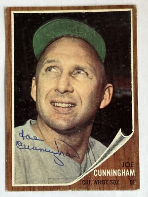 JOE CUNNINGHAM 1962 TOPPS AUTOGRAPHED SIGNED AUTO BASEBALL CARD 195 ...