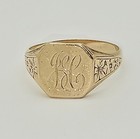 J.R.WOOD ART NOUVEAU 14K SOLID GOLD 'JC' SIGNET RING,8.5 | eBay