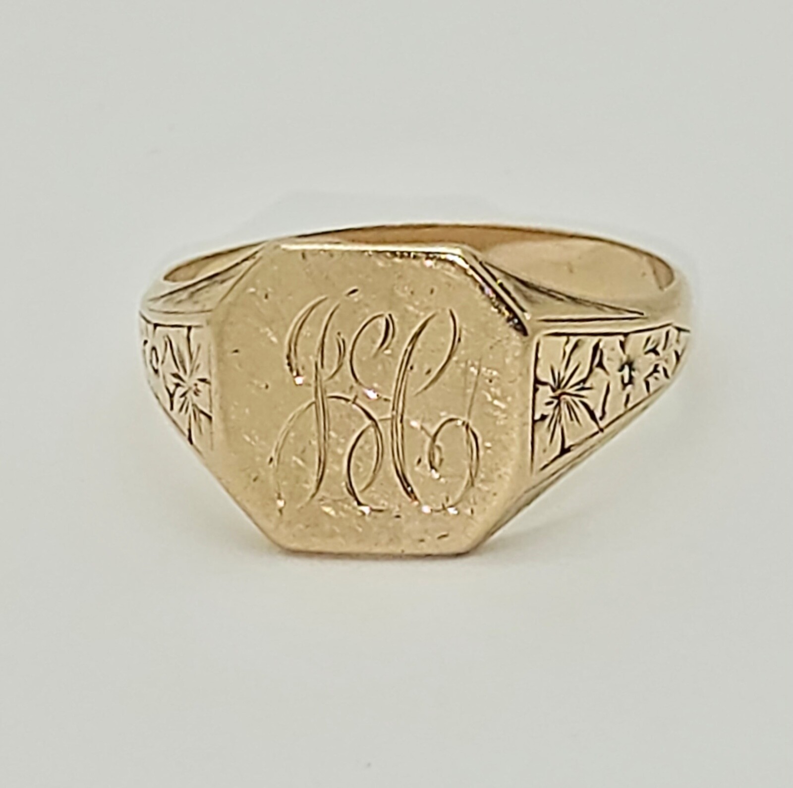 J.R.WOOD ART NOUVEAU 14K SOLID GOLD 'JC' SIGNET RING,8.5 | eBay