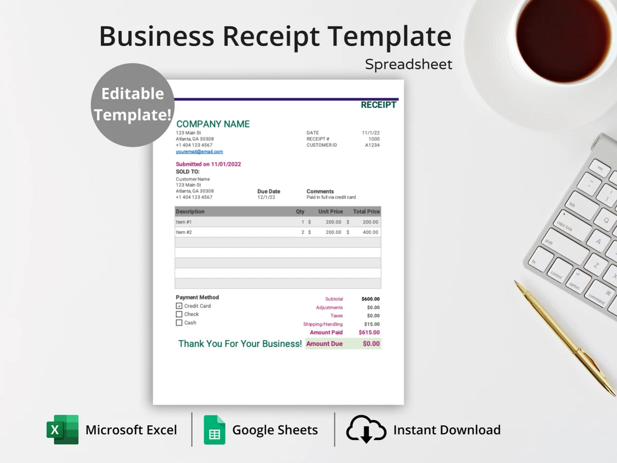 Microsoft Excel Receipt Template