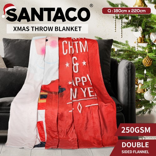 Santaco Throw Blanket Xmas Double Sided Warm Fleece Decor Christmas ...
