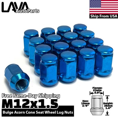 20x Blue 12x1.5 Conical Wheel Lug Nut Fit Jaguar XE XF XJ XK F-Type ...