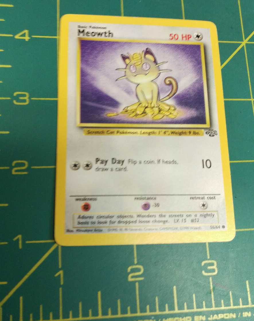 Meowth Pokemon Card 56/64 Basic Pokemon 50HP Great shape! Scratch Cat ...