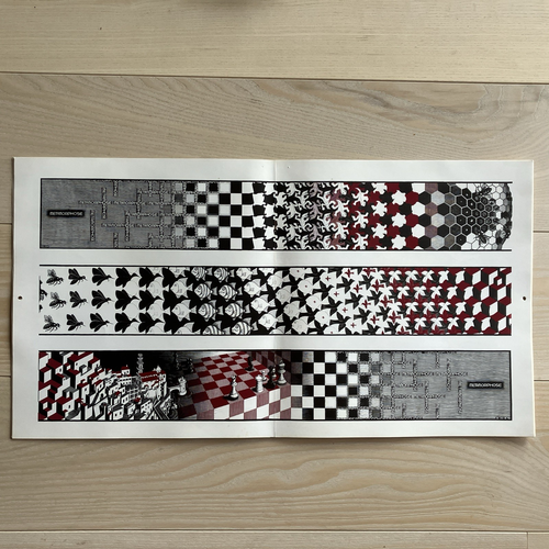 M.C. Escher Calendar Vintage 1975 12"x13" Metamorphose Hands etc little ...