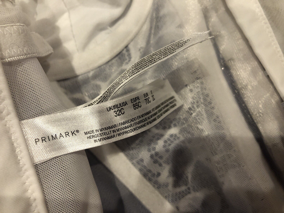 Primark corset bra non padded multiway white lace long line Size 32 C ...