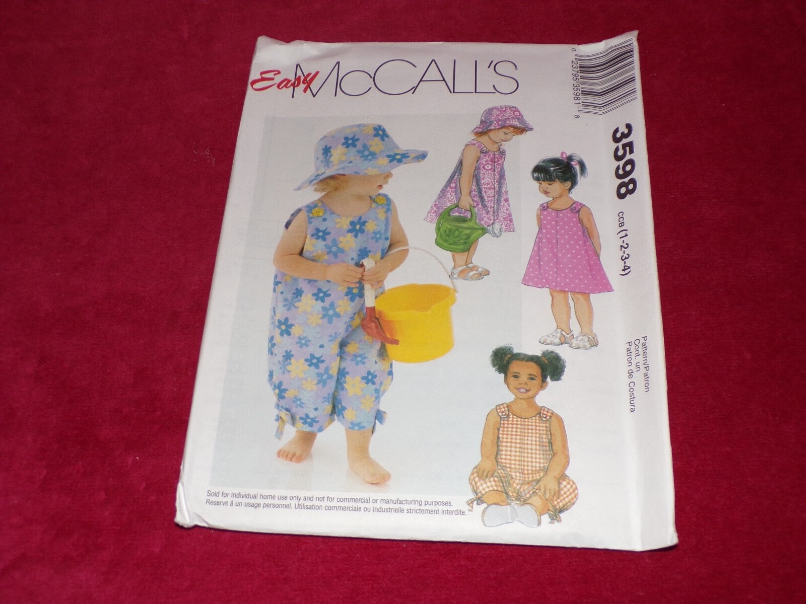 🌹 McCALL'S #3598 - TODDLER SUMMER DRESS - ROMPER - HAT & PANTIES ...