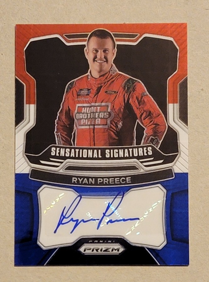 2022 PRIZM NASCAR Sensational Signatures RED WHITE BLUE RYAN PREECE ...