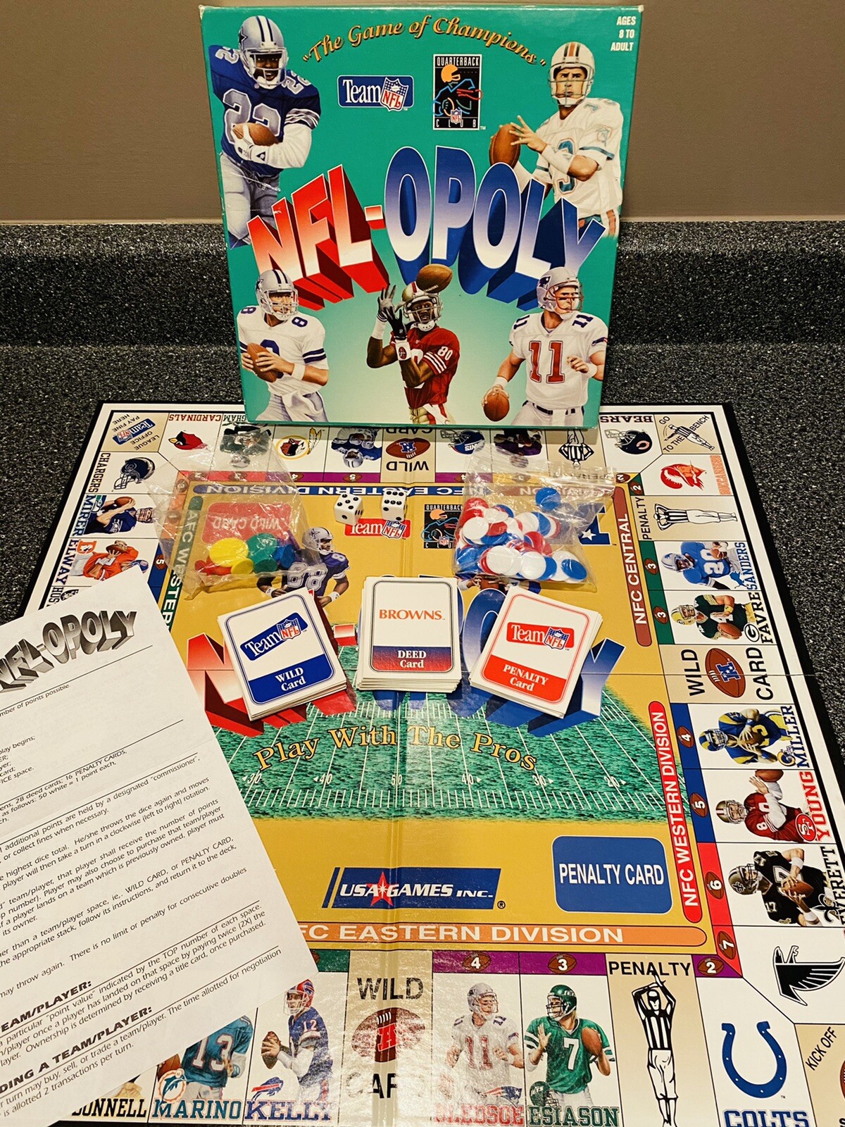 Vintage 1994 NFL-OPOLY Board Game USA Games Football Monopoly Style ...