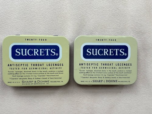 Vintage SUCRETS Metal Tins-Lot Of 2-Sore Throat Lozenges-Advertising ...