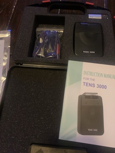 TENS 3000 Unit Muscle Stimulator Kit Electrodes Manual Cables Case 9V ...