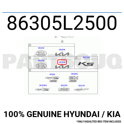 Genuine Kia Emblem 86305-L2500 for sale online | eBay