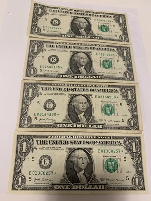 RANDOM Lot(4) $1 Bill Star Note RANDOM DISTRICTS COLLECTIBLE HARD TO ...