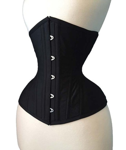 Womens Cotton Corset Waist Training Corset Black Corset Steel Boned ...