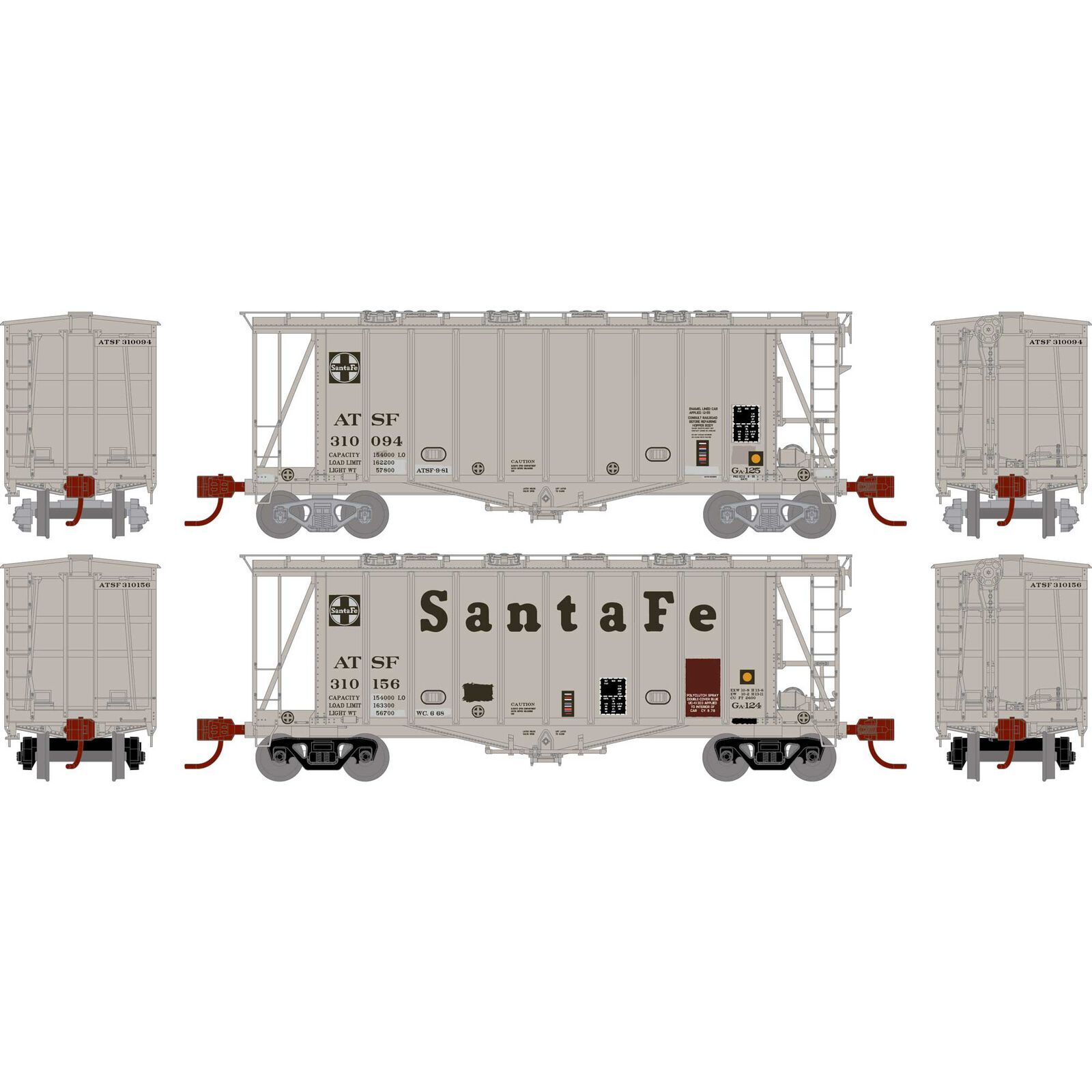 NEW Athearn 40' 2600 CF Airslide Early Hopper - ATSF (2) N Scale | eBay