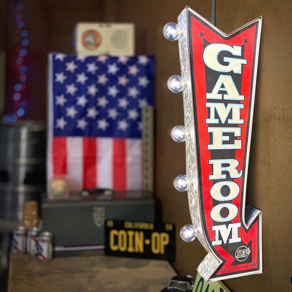 Game Room Double Sided LED Sign Garage Game Room Arcade Man Cave Bar ...