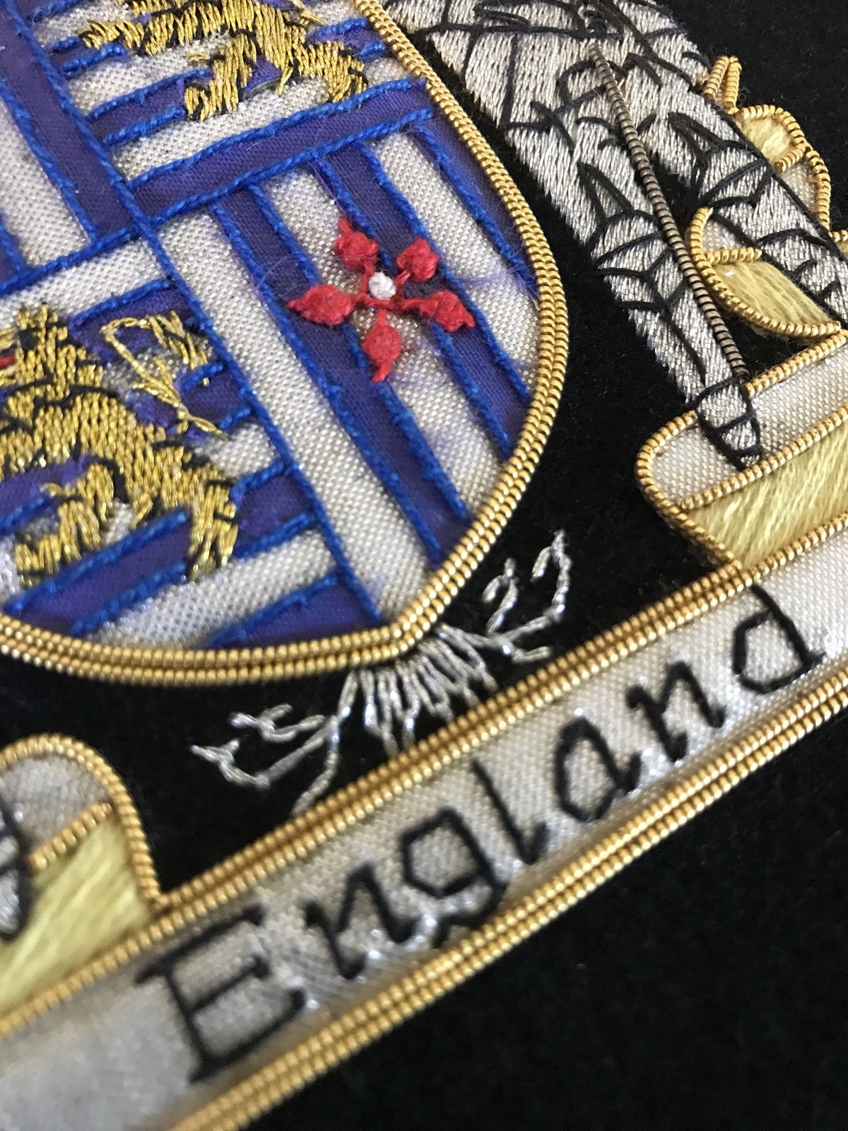 Vintage STRALEY Family Crest Coat of Arms England Embroidered on Black ...