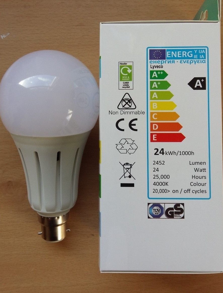 24w LED GLS Light Bulbs Lamp BC Bayonet Cap B22 Push In 150w 1 2 4 ...