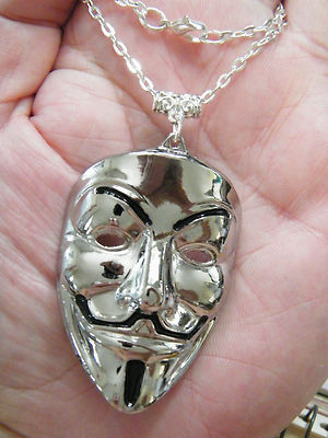 Vendetta Necklace David Lloyd V Silver MASK Big Pendant 23" Silver ...