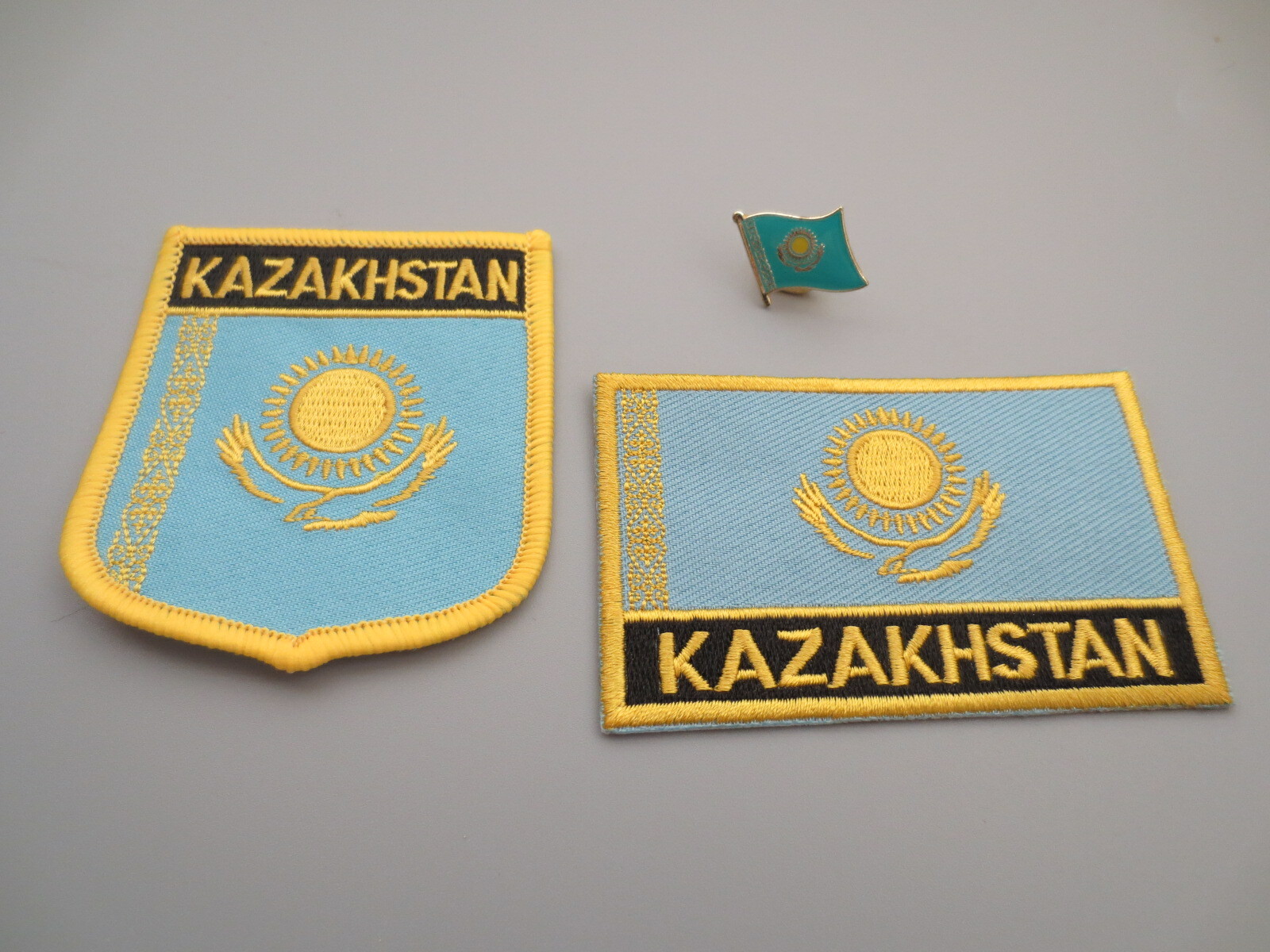 Set of Embroidery Flag Patch and Badge shield Patch and Lapel pin KAZAKHSTAN | eBay