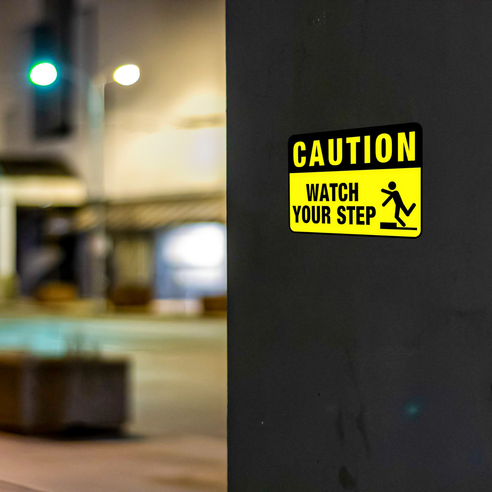 Caution Watch Your Step Sticker – Vibrant Yellow Safety Decal – Warning ...