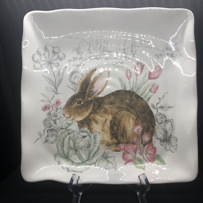 Maxcera Easter Bunny Rabbit Square Dinner Platter Plate Dish 11 ...