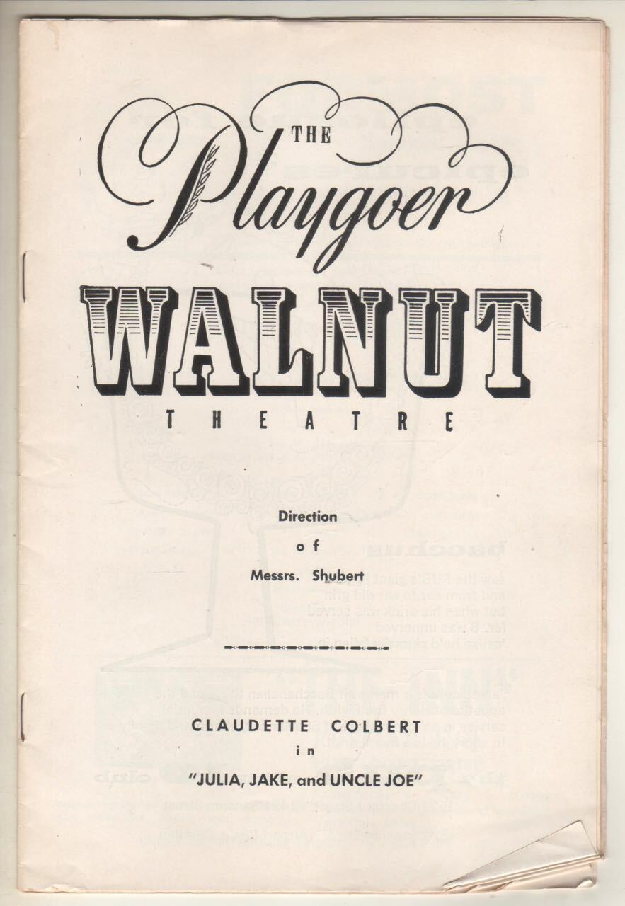Claudette Colbert TRYOUT Playbill “Julia, Jake, and Uncle Joe” FLOP ...