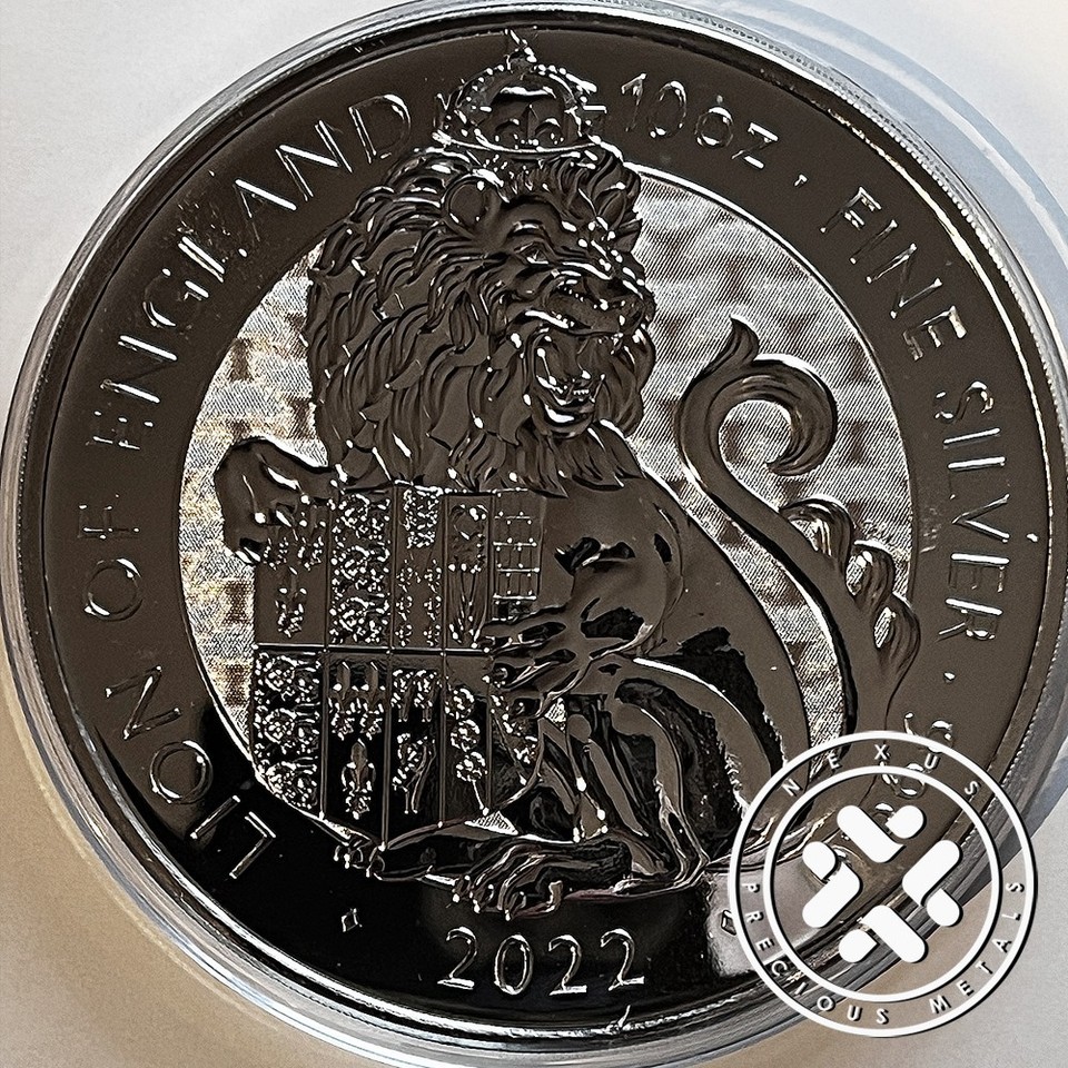 2022 U.K. 10 OZ SILVER COIN QUEENS BEASTS TUDOR BEASTS LION OF ENGLAND ...