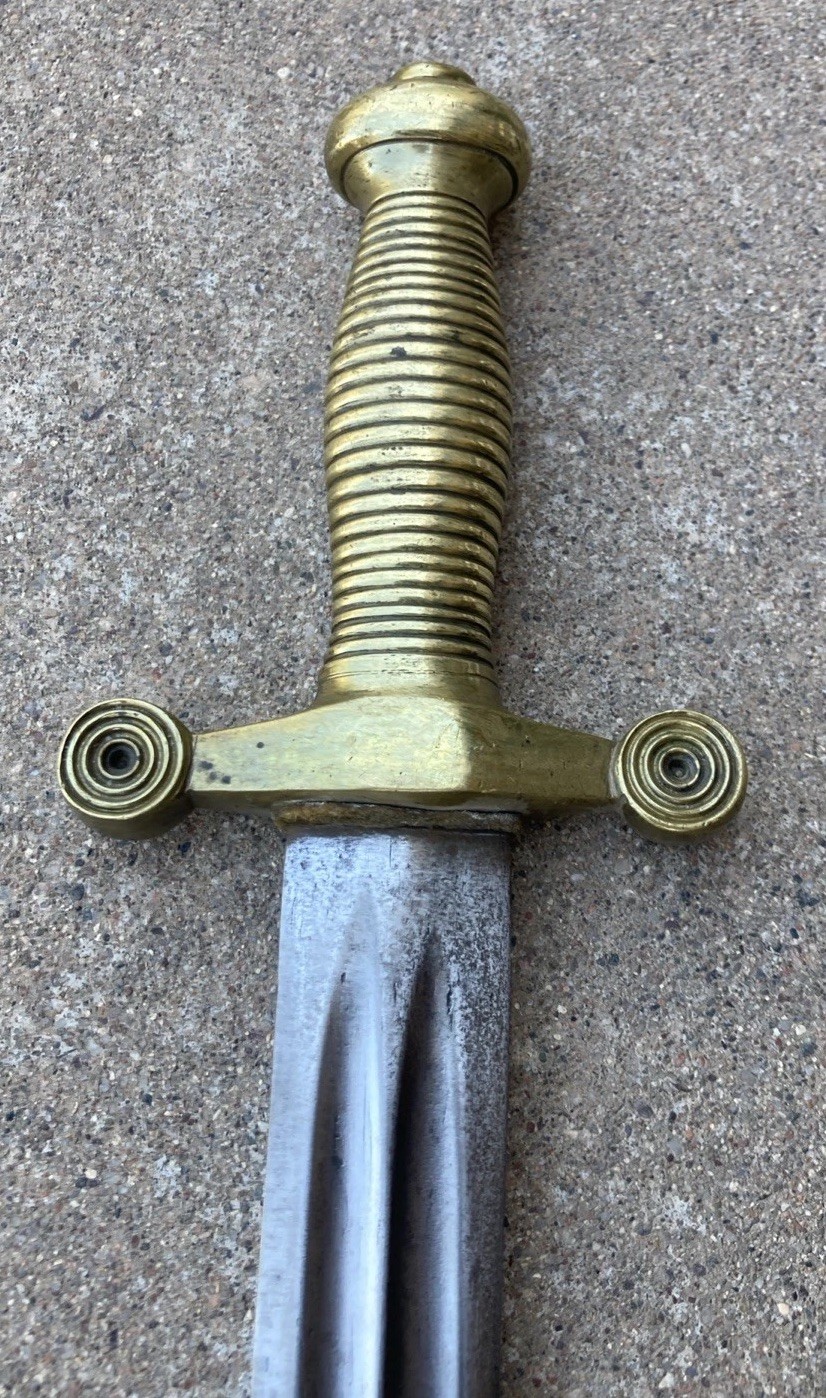 Fine Mid 19th C. European brass handled short sword, double fullers ...