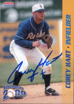 2000 Wilmington Blue Rocks COREY HART Signed Card autograph AUTO ROYALS ...