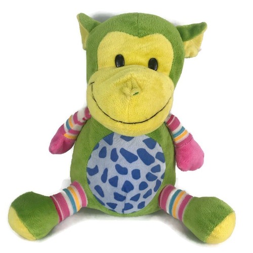 KELLYTOY Green Stuffed Monkey Plush Striped Textured Detail 15" Chimp ...