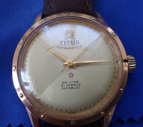 TITUS Titomatic De Luxe 21 Jewels Vintage Incabloc Watch Manual Wind ...