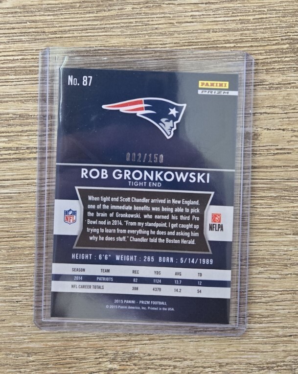 Rob Gronkowski 2015 Panini Prizm Blue Wave Card #87 002/150 | eBay