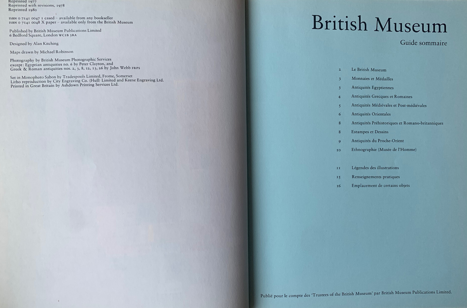 British Museum Guide (supplément en français, 1980) | eBay