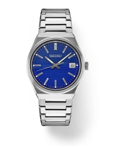 Seiko Essentials Blue Pressed Pattern Sleekly Angled Dial Men's Watch ...