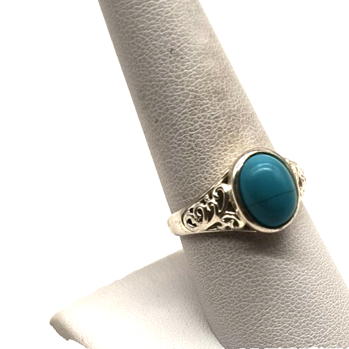 Lovely Marked, Tested 925 Sterling Silver, Blue Howlite Ring, Size 9 ...