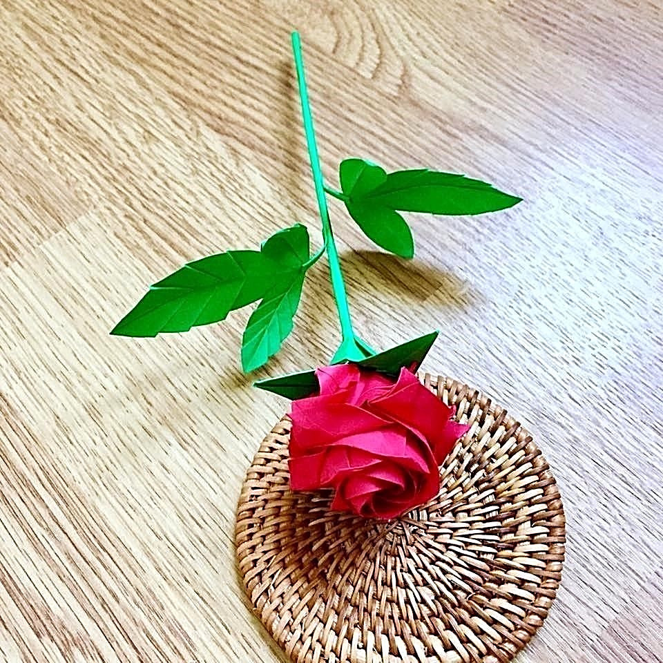 Origami pentagon Rose paper flower Valentine wedding anniversary ...