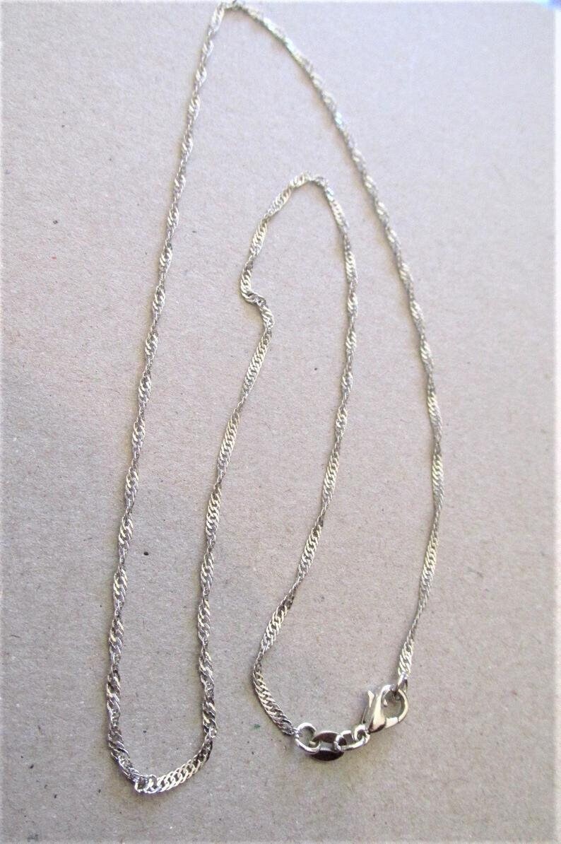 Sterling silver wave link chain necklace 18 inch ladies silver chain ...