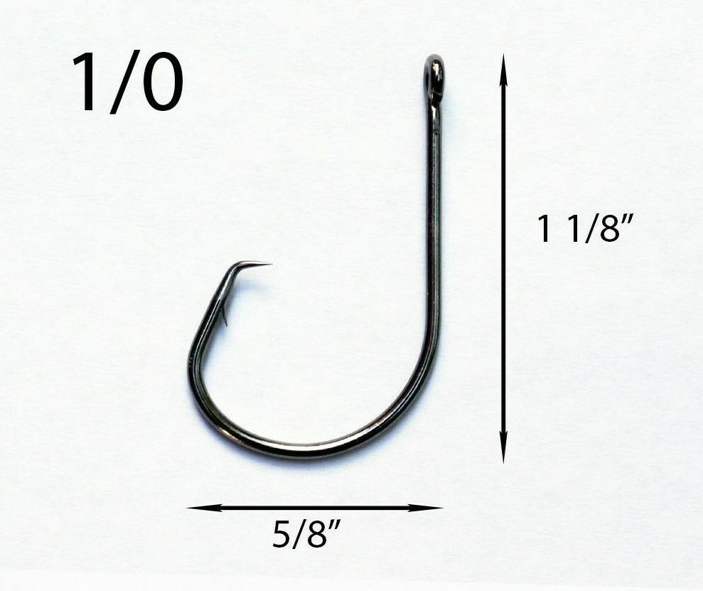 PACK OF 25 Size 1/0 TACKLEWORKS Circle Non-Offset Inline Fishing Hooks ...