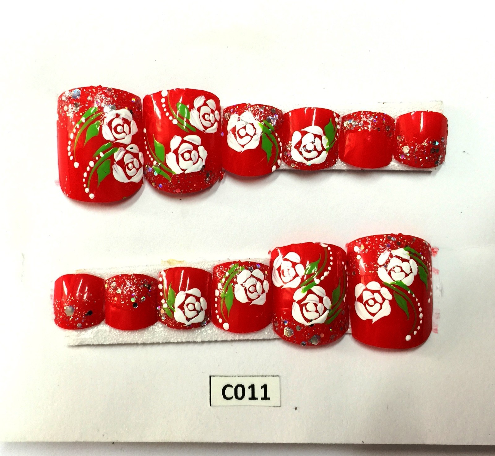 False Fake Art Nails Artificial Design Nail DIY HANDMADE Free Glue Nail ...