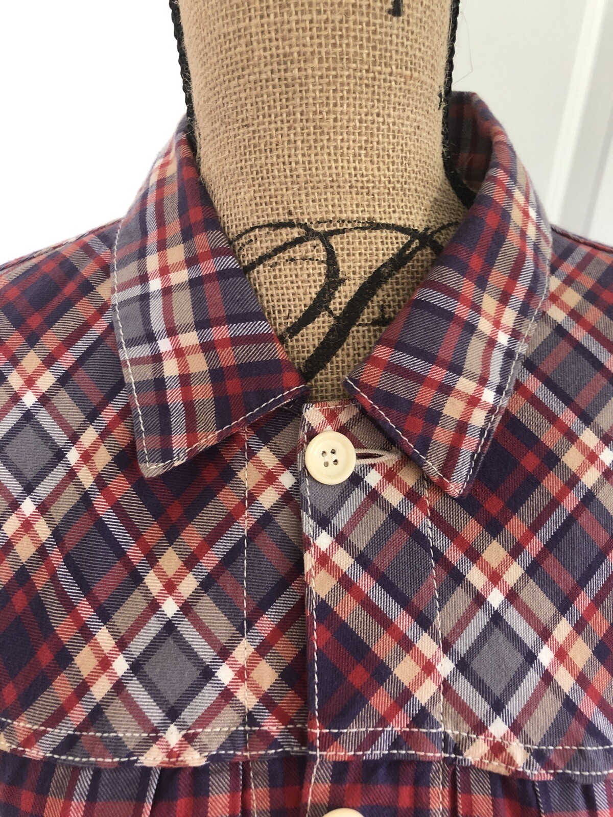 VISVIM Men’s Plaid Flannel Button-Down Jacket Medium - Gem