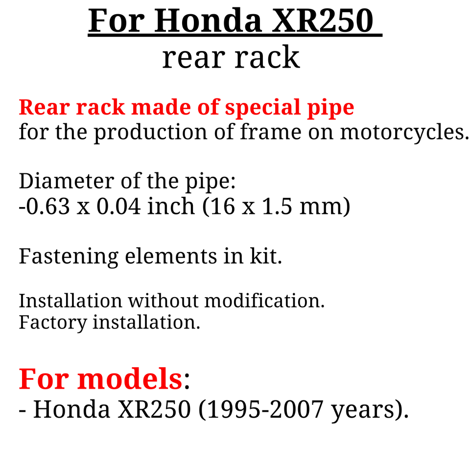 For Honda XR250R rear rack XR250 Baja Rear luggage rack Reinforced ...