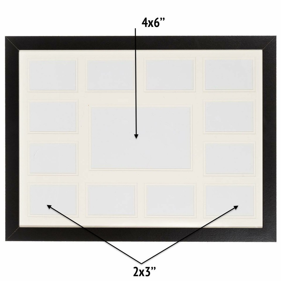 13 Opening Collage Picture Frame with Double White Mat - Wall Mount ...