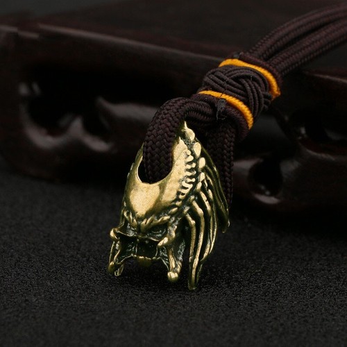 Pure Brass Alien Face Iron Knife Paracord Bead Lanyard Pendant Jewelry ...