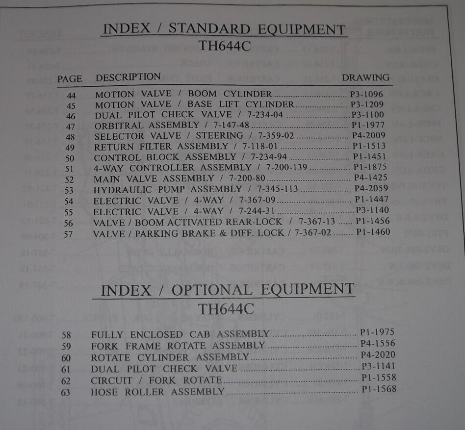 TEREX TH644C TELEHANDLER FORKLIFT MATERIAL HANDLER PARTS BOOK MANUAL ...