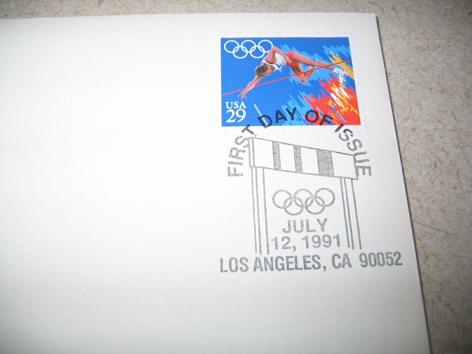 1991 Olympic Game Track Field Pole Vault replica Gold Stamp FDI FDC ...