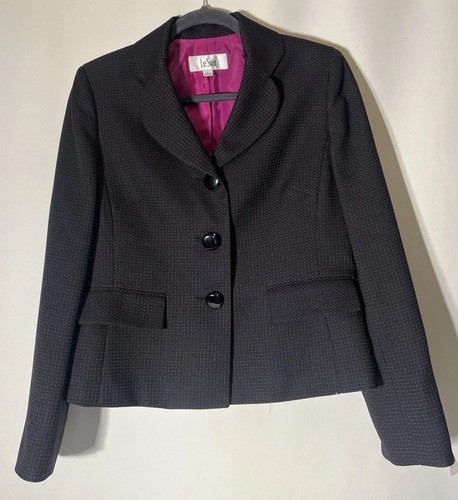 LeSuit Women’s Black W/Purple Dots Suit Jacket Blazer Size 6. Stylish ...