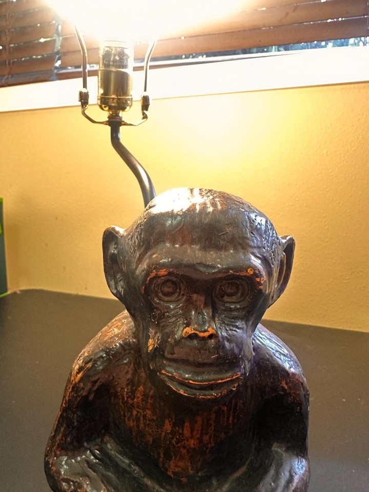 Vintage Sitting Chimpanzee Monkey Table Lamp - Works! [Resin - Rare] | eBay