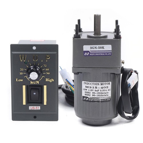 15W 110V Reversible AC Gear Motor Electric Variable Speed Controller ...